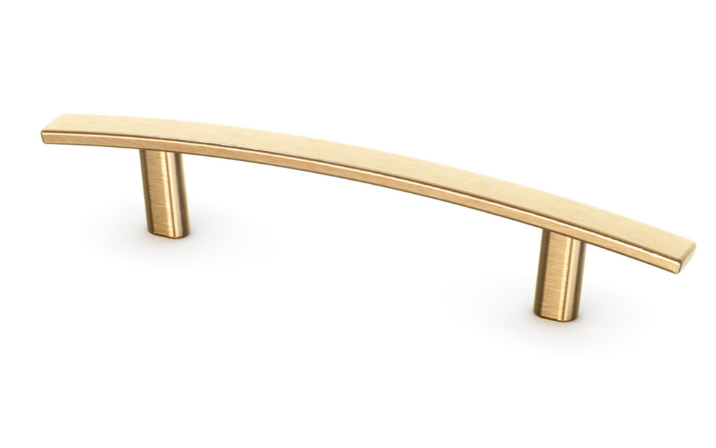 Bow Pull - 6 13/16" Modern Brushed Gold - Kitchen and Bathroom Cabinet ...